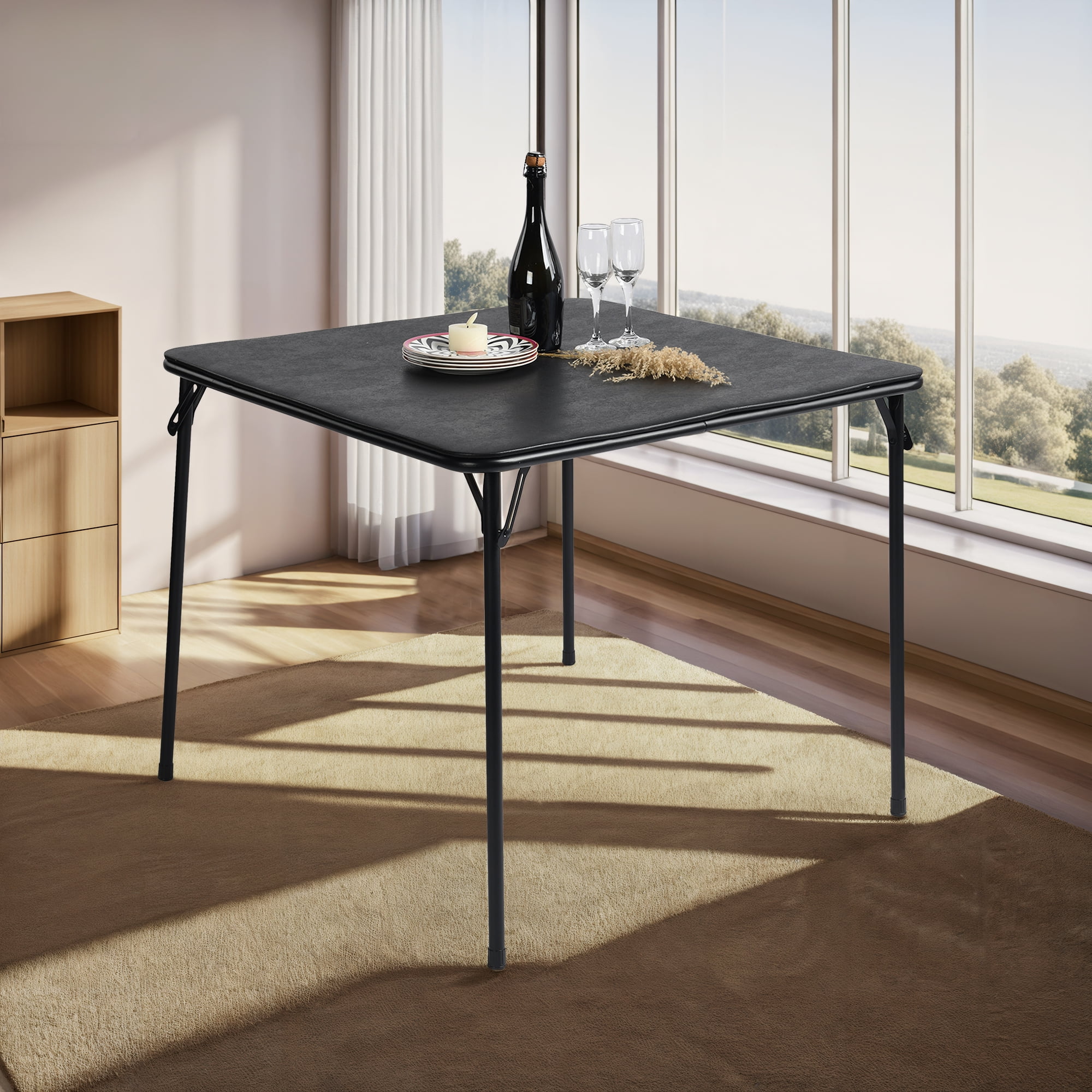 FurnitureR 33.5-inch Foldable Game & Card Table with PU Padded Top ...