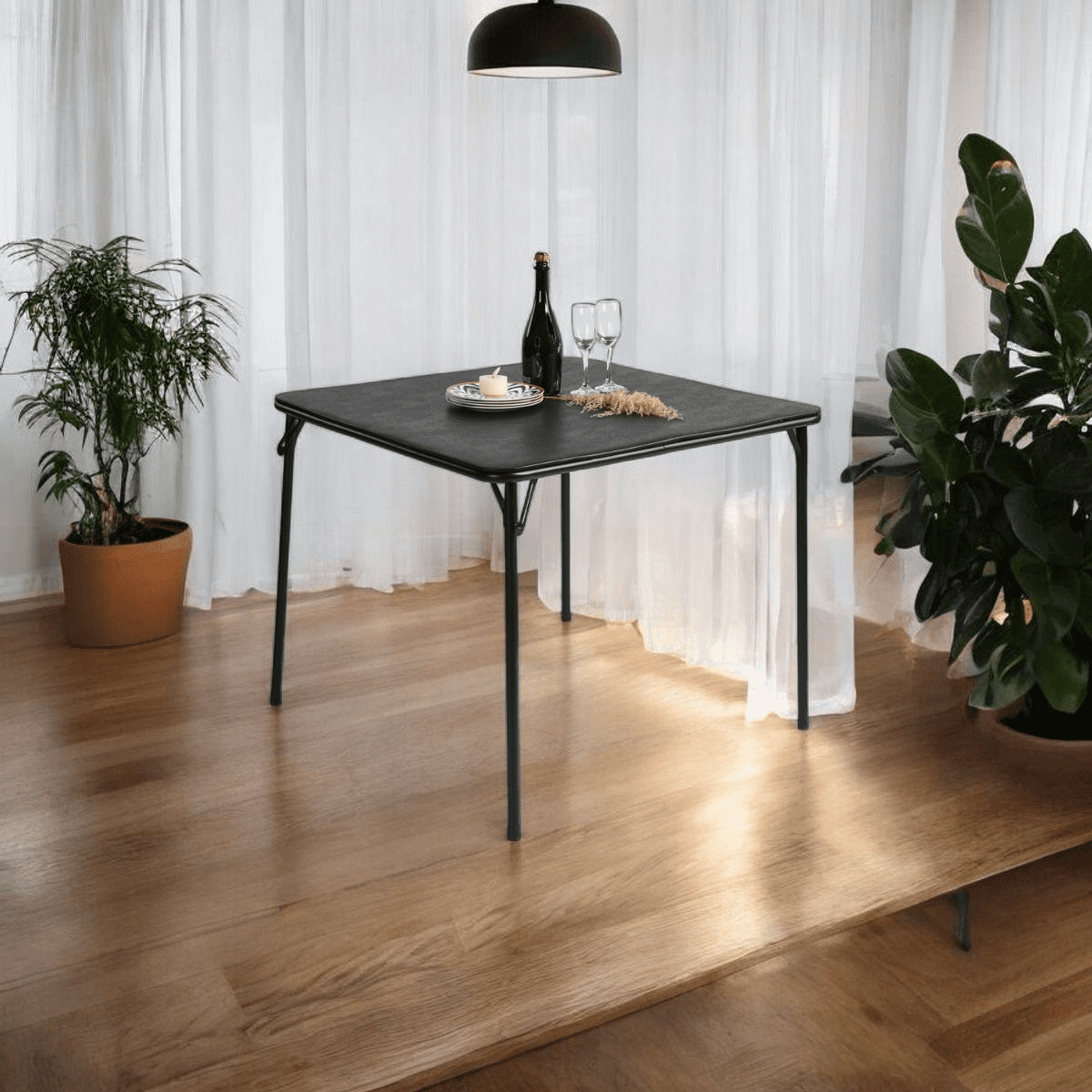 FurnitureR 33.5-inch Foldable Table with PU Padded Top, Portable and ...
