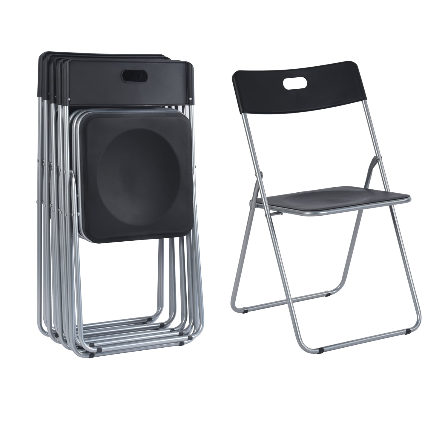 FurnitureR 6 Pack Plastic Folding Stackable Chairs, for Indoor Outdoor ...