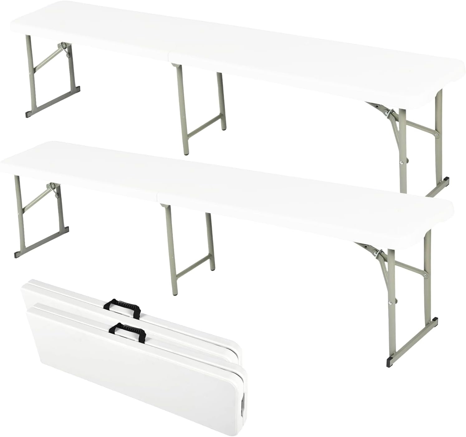FurnitureR 6FT Folding Bench with Carry Handle, Plastic Rectangular ...