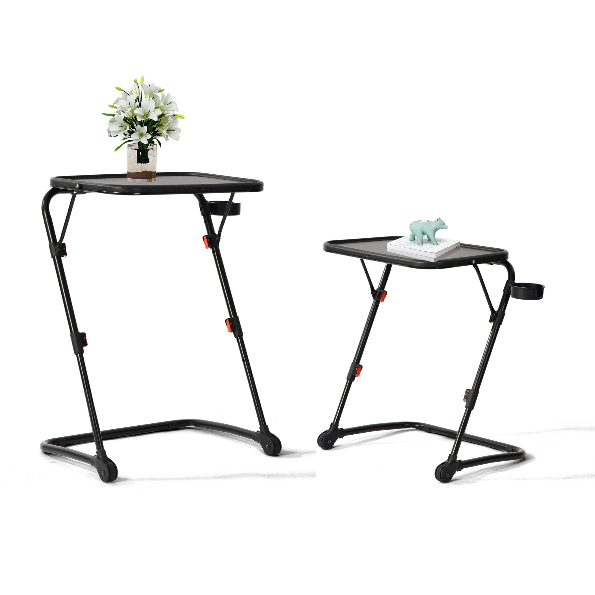 FurnitureR Adjustable Height Nesting Table Set of 2, Multi-Purpose ...