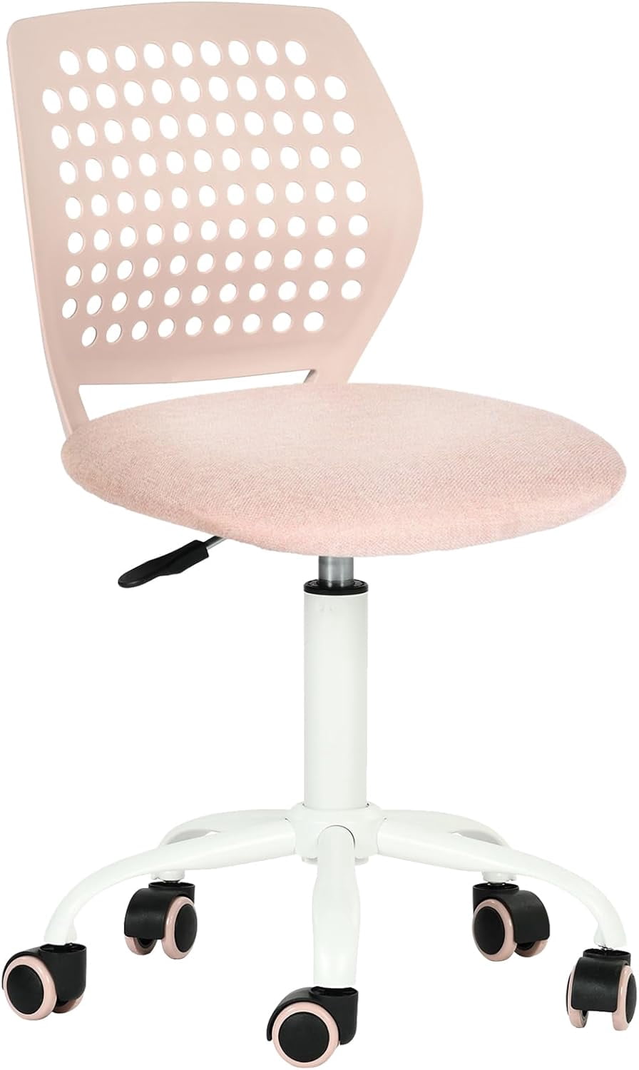 FurnitureR Armless Rolling Kids Desk Chair with Breathable Back and ...