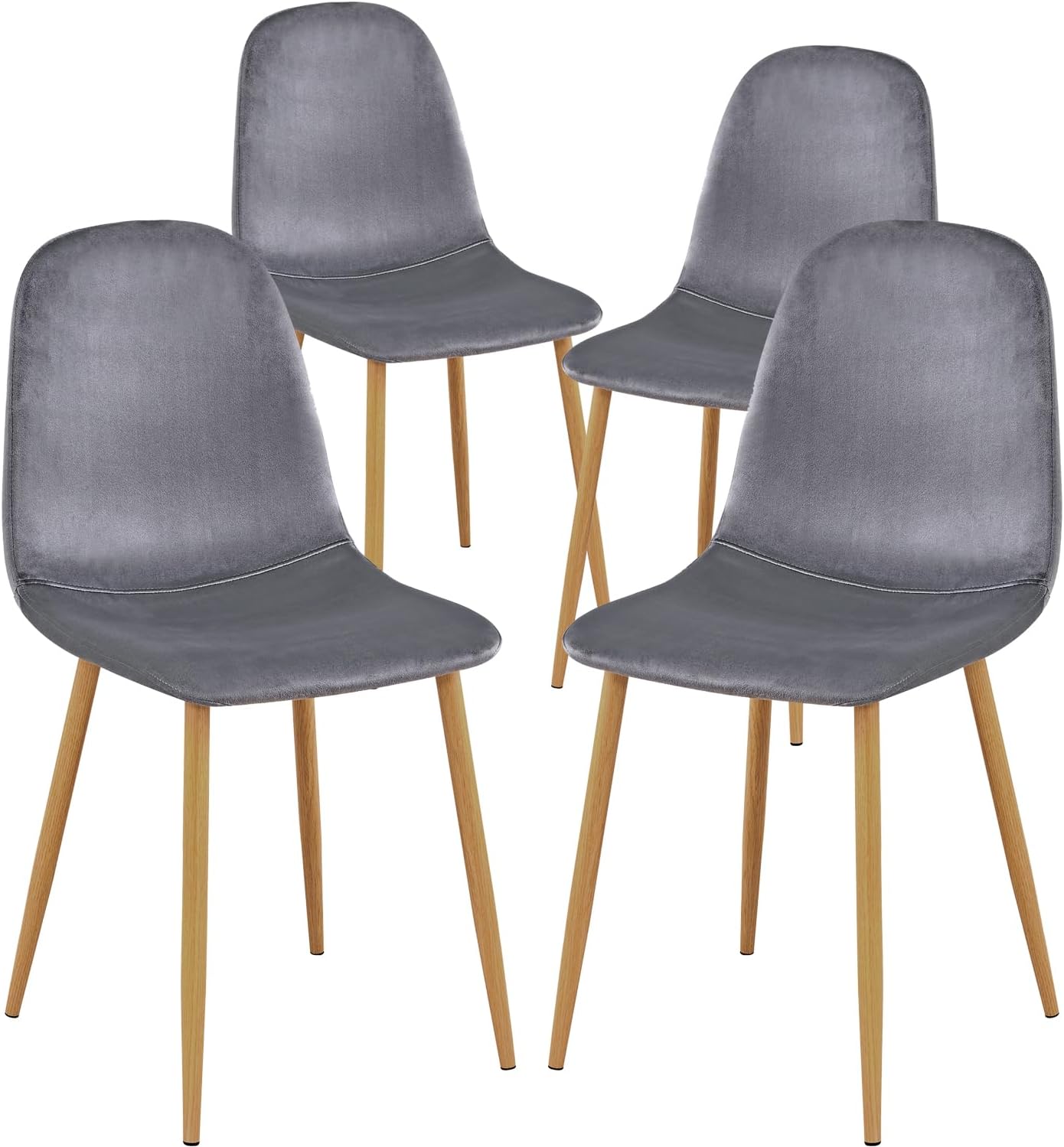FurnitureR Dining Chairs Set of 4, Fabric Suede Dining Room Side ...
