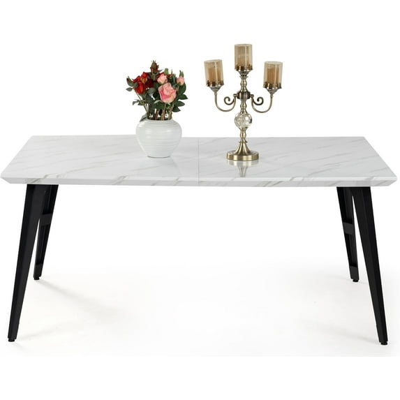 FurnitureR Dining Table for 4-6 People, Rectangular Kitchen Table with ...