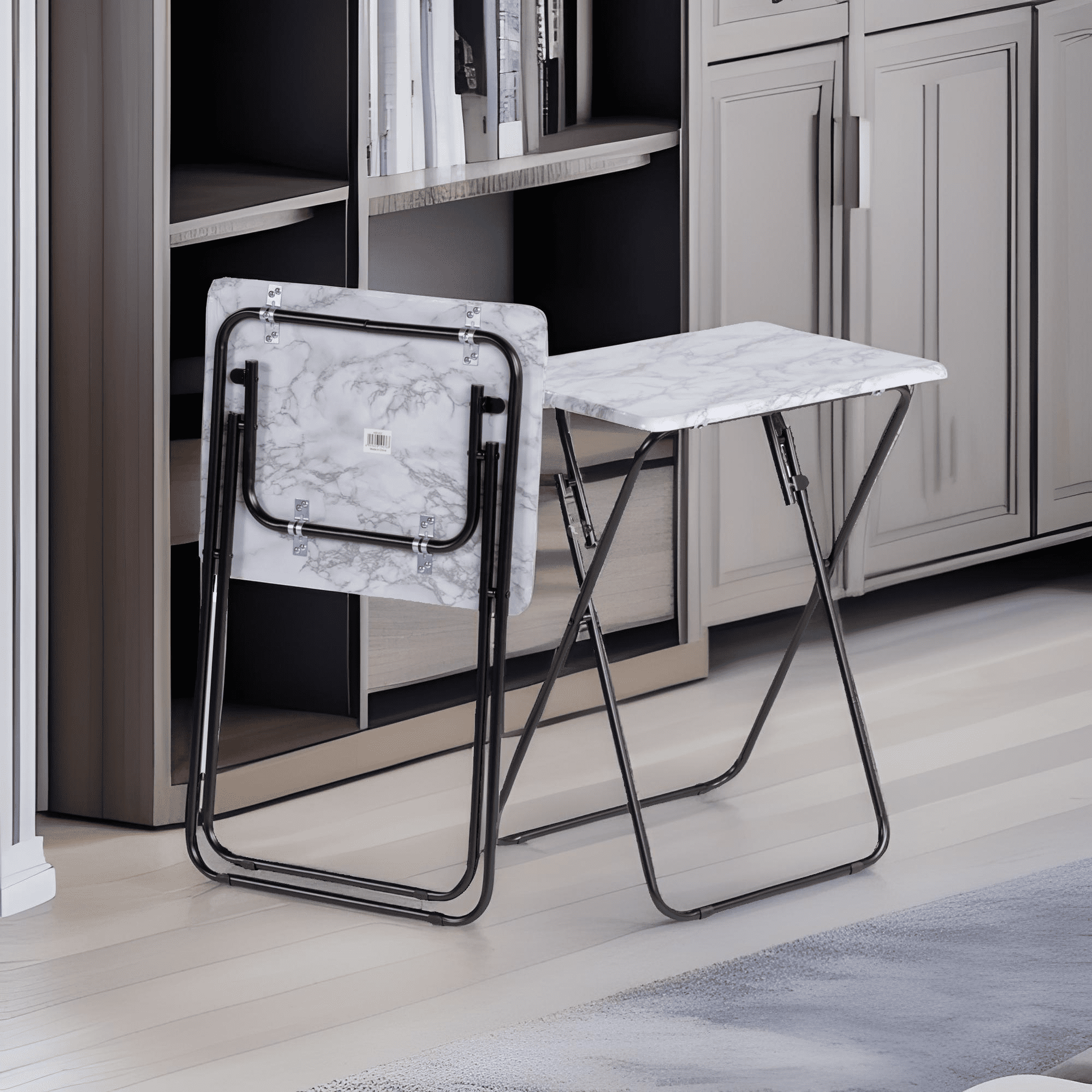 FurnitureR Folding TV Tray Tables, Foldable Side Table Dinner Trays ...