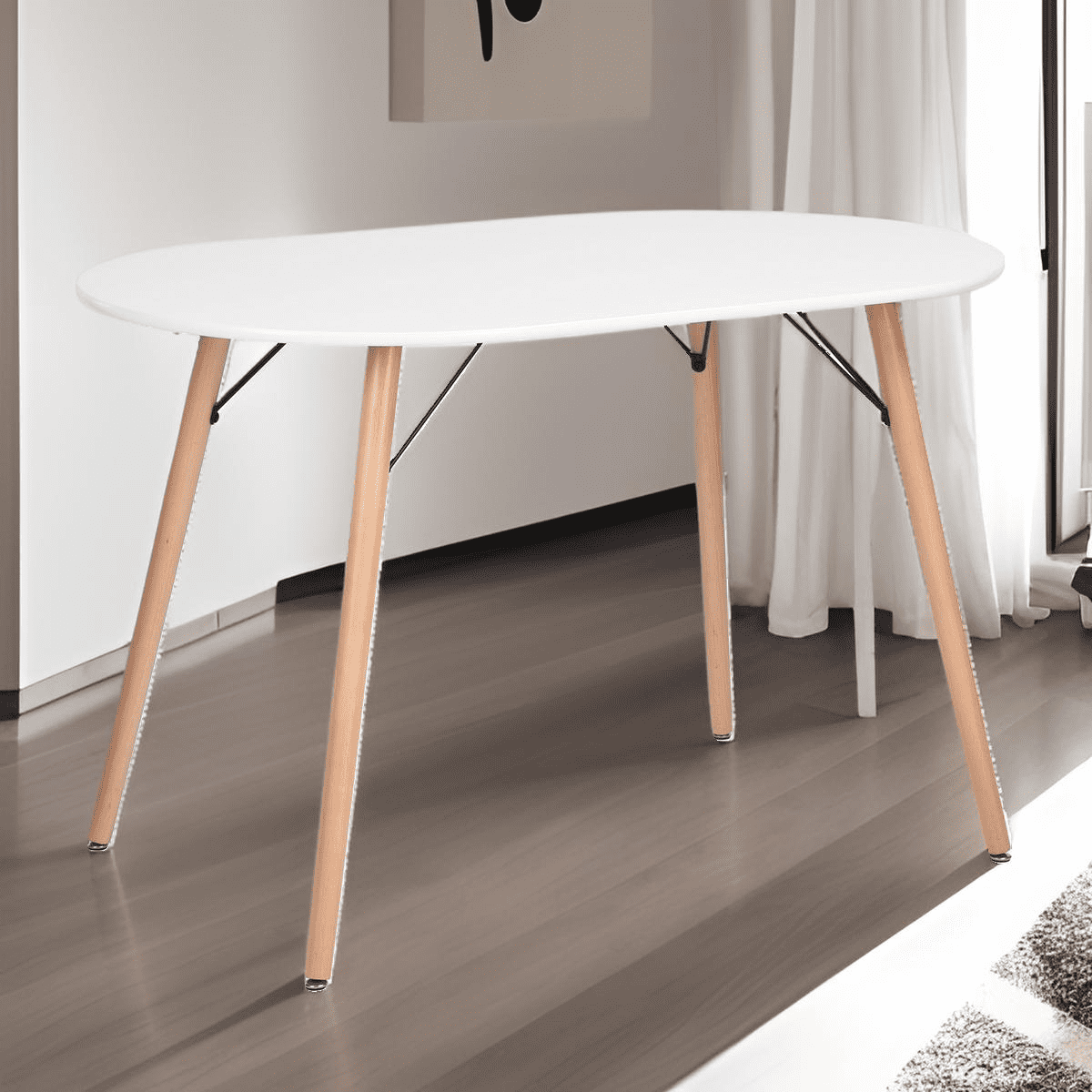 FurnitureR Oval Desk 47.2" Mid Century Modern Desk for Home Office ...