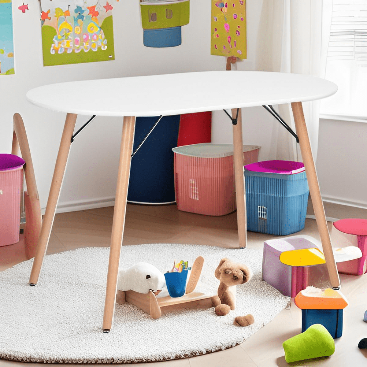 FurnitureR Oval Drafting Table 47.2" Mid Century Modern Adjustable Desk ...