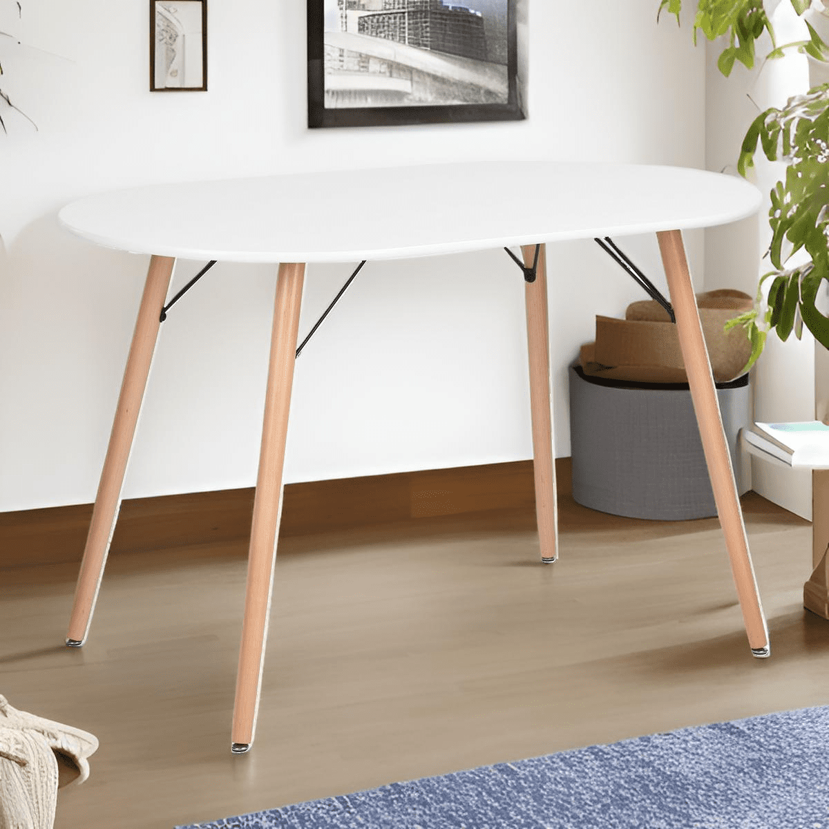 FurnitureR Oval Game & Card Table 47.2" Mid Century Modern Table for ...