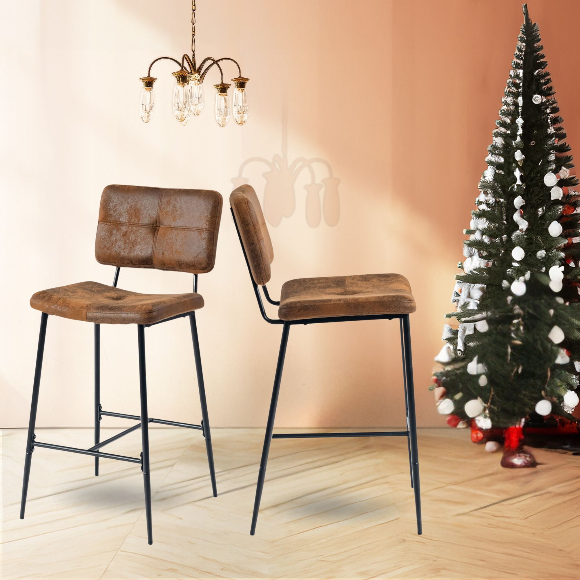 FurnitureR Set of 2 26.7" Reception Chairs, Industrial Suede Upholstery ...