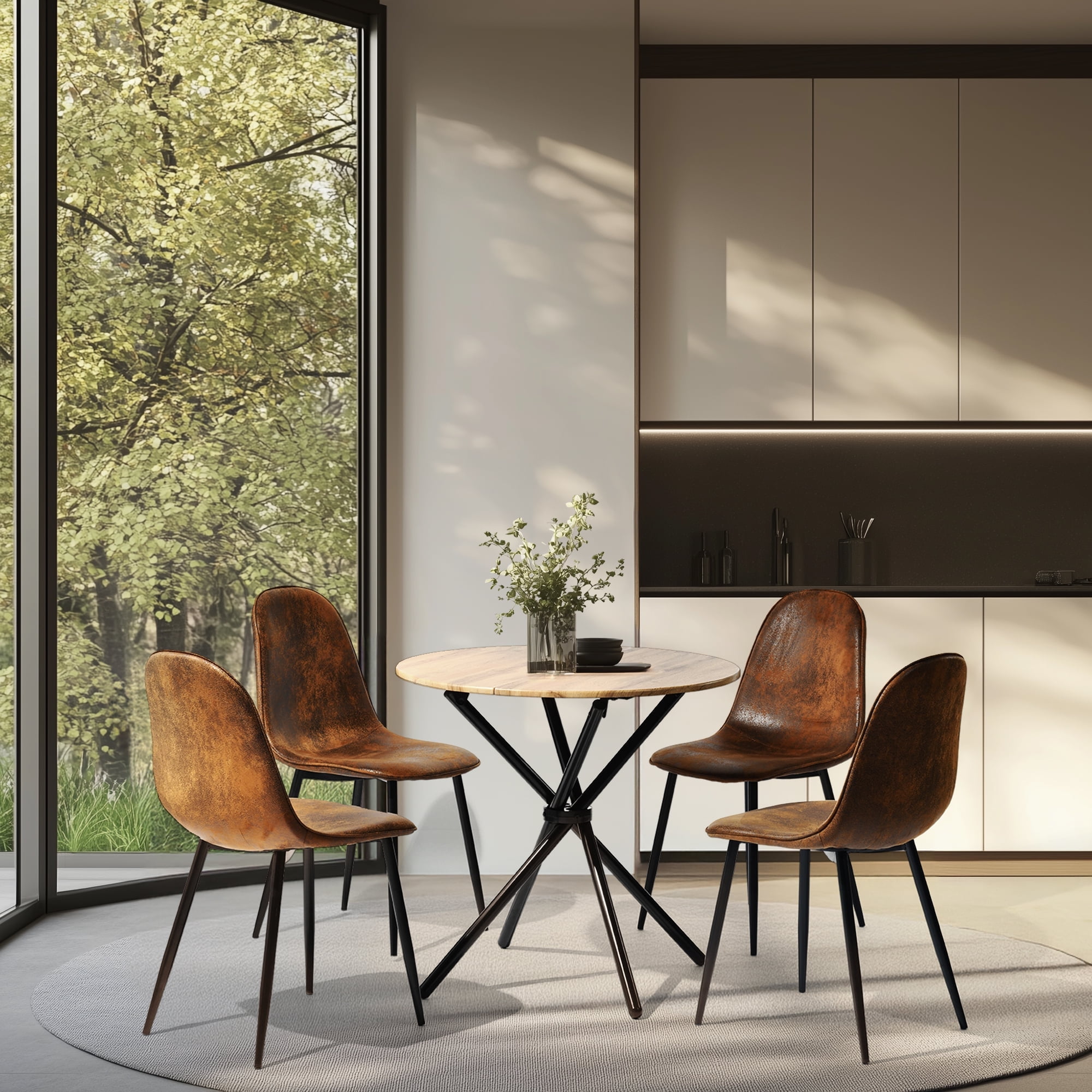 FurnitureR Set of 4 Armless Restaurant Booth Chairs, Mid-Century Modern ...