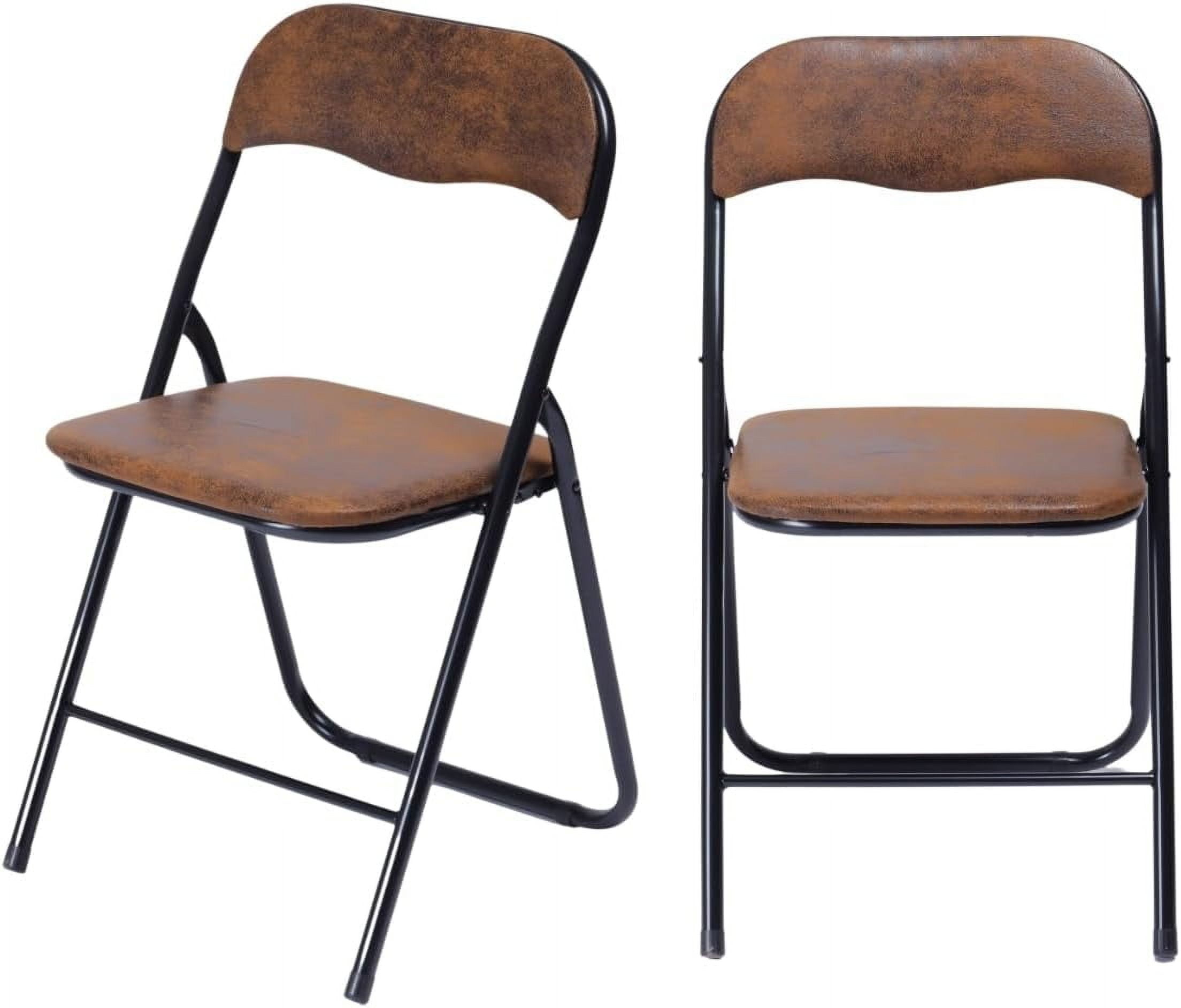 FurnitureR Steel Folding Chairs 17.7'' Foldable Chair with Padded Seats ...
