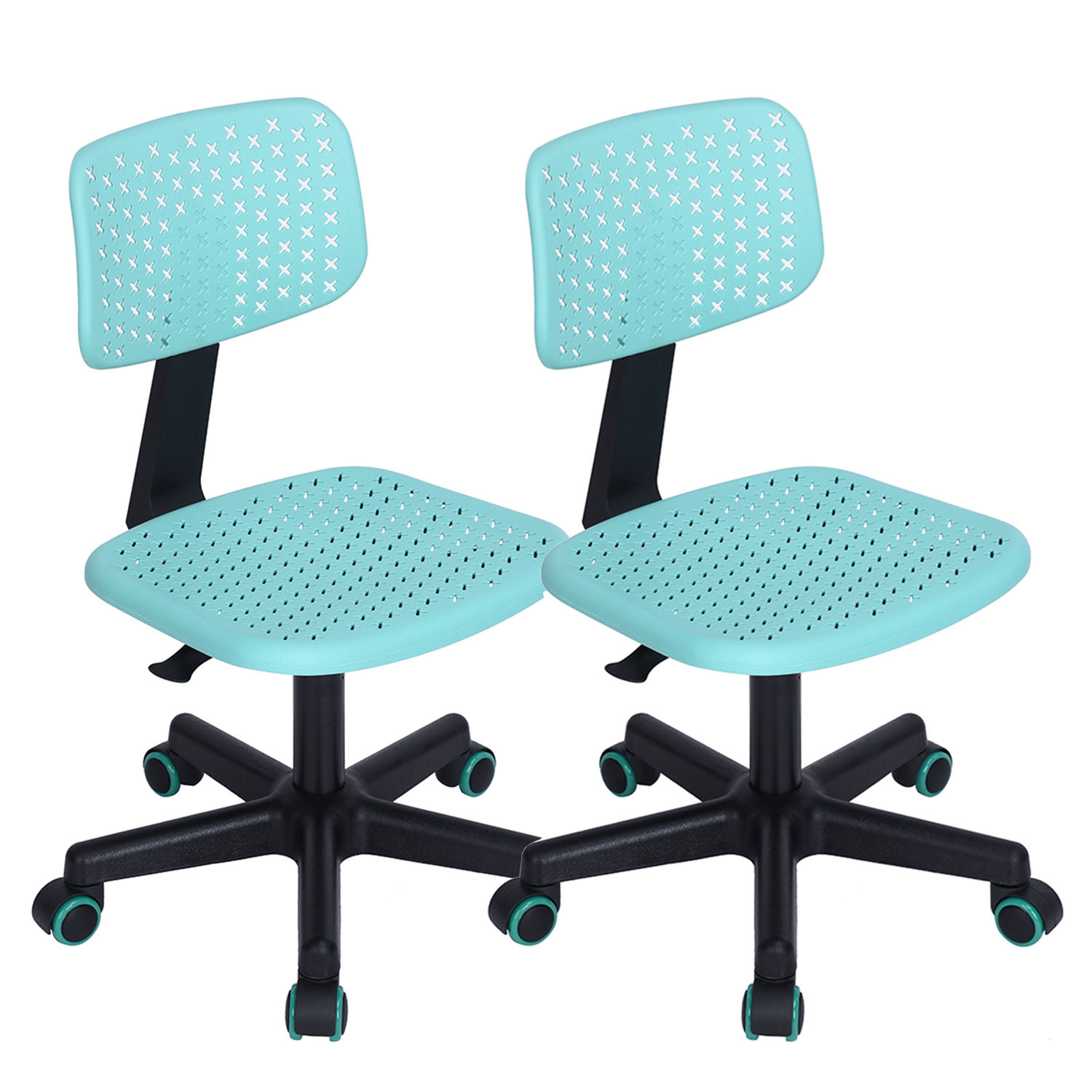 FurnitureR Swivel Task Chair Set of 2, Rolling Low Back Armless Writing ...