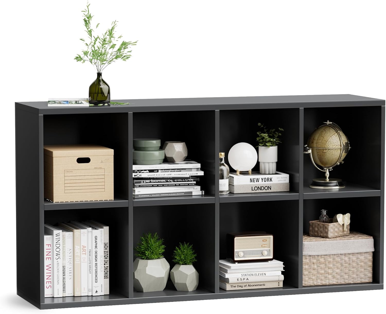 Furniwell 8-Cube Bookcases, 2-Tier Freestanding Bookshelf with Adjustable Shelves, Open Rack ...