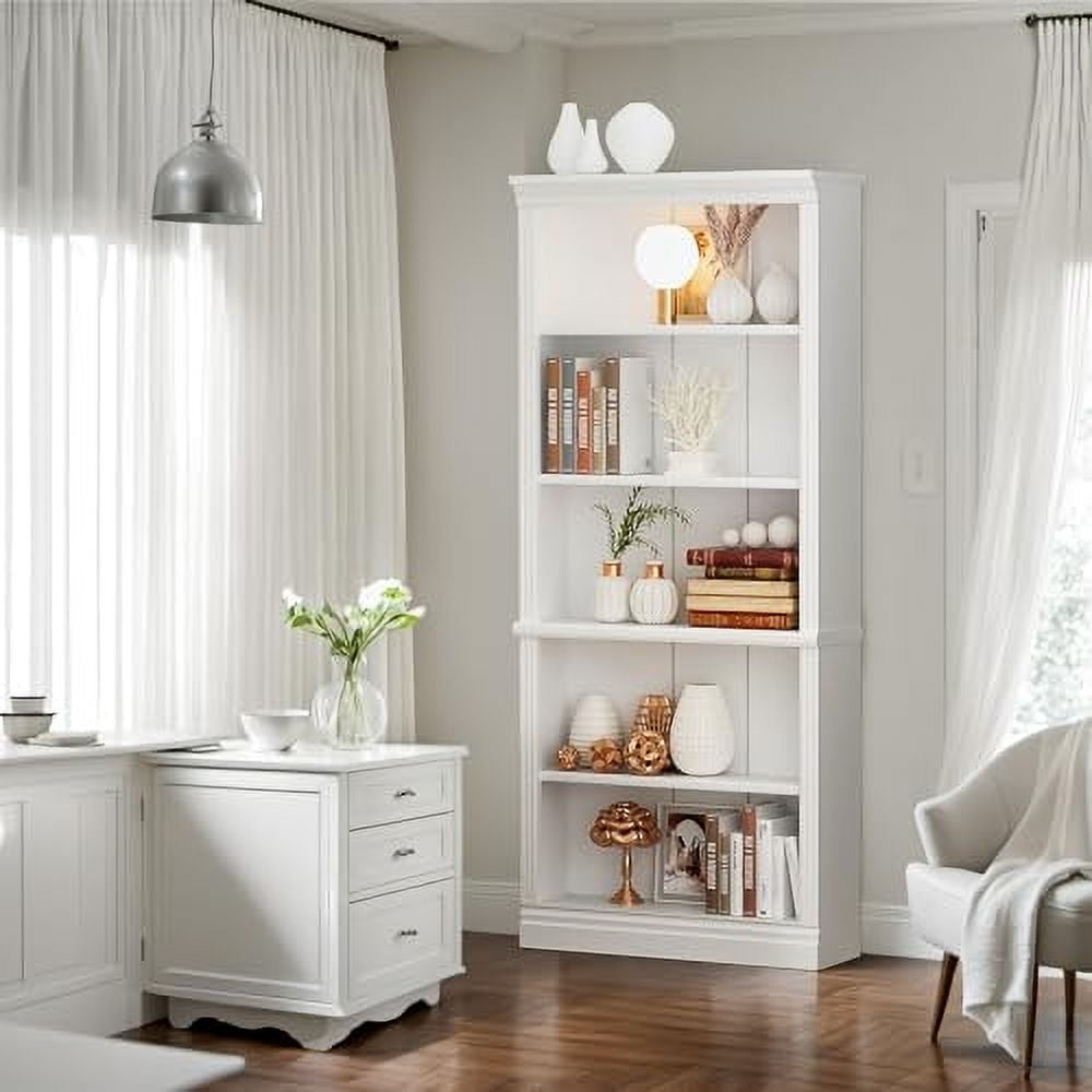 Furniwell Bookcase Bookshelves, 5-Shelf Tall Bookcase 72" Wood Open ...