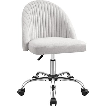 Modern Armless Office Chair, Adjustable Swivel Padded Fabric Task Chair ...