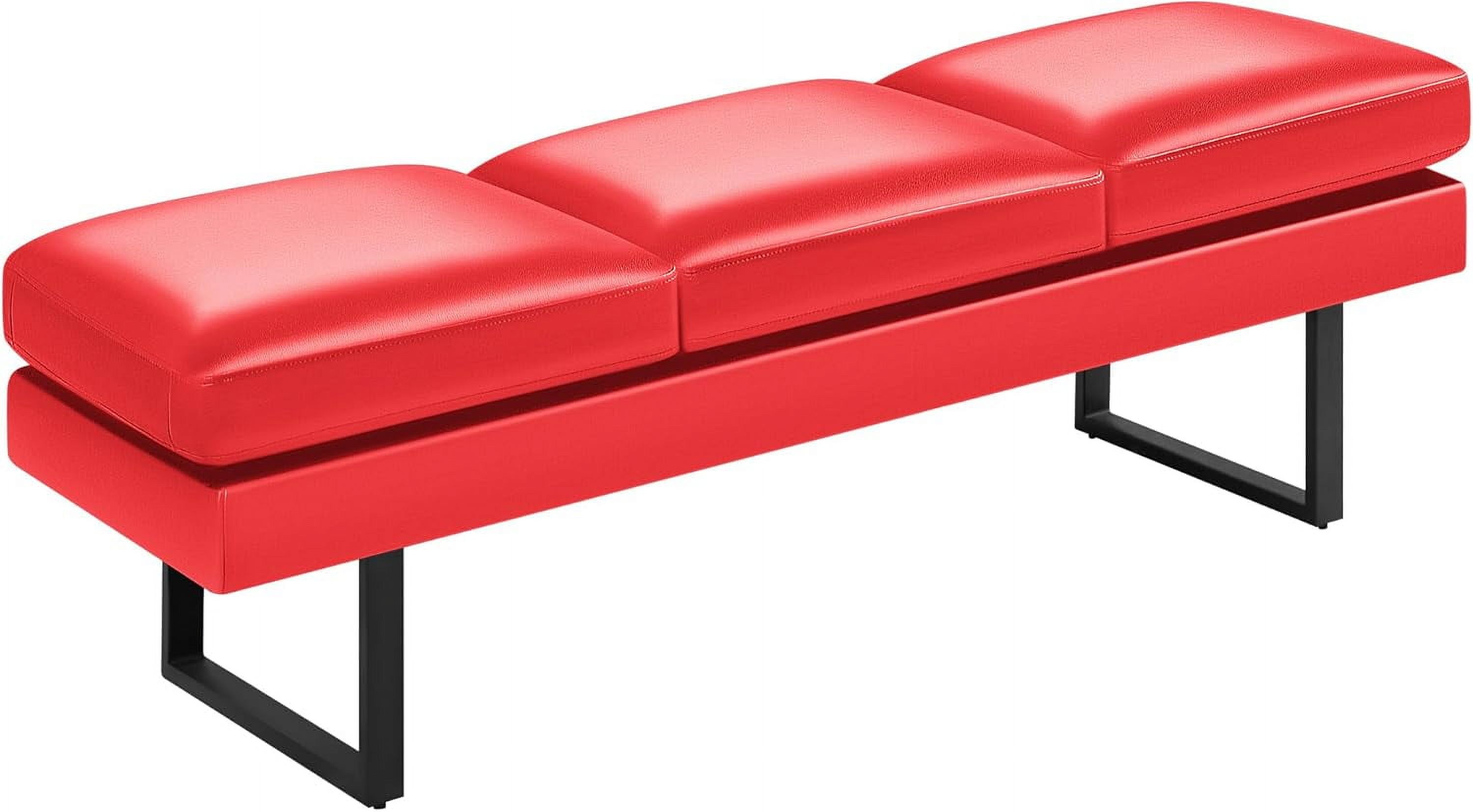 Furniwell Waiting Room Bench with 3 Seats,Faux Leather Reception Bench ...