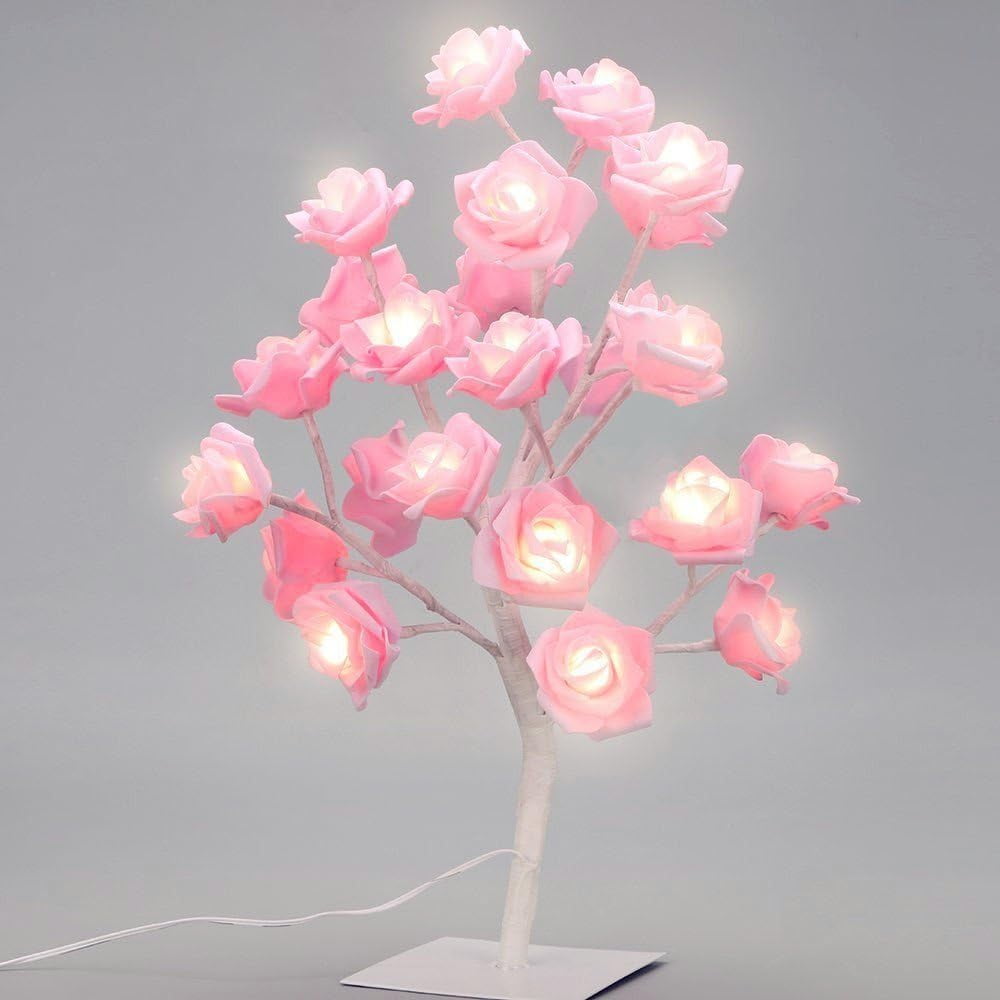 Furnizone Table Lamp Rose Tree Lamp with AC Adapter Flexible Pink ...