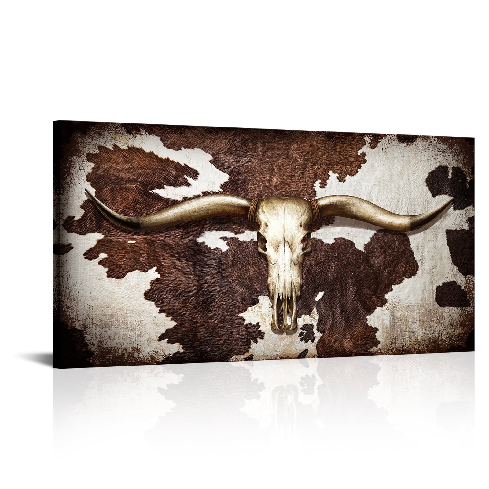 Furnster Vintage Western Home Decor Rustic Bull Skull Canvas Wall Art ...