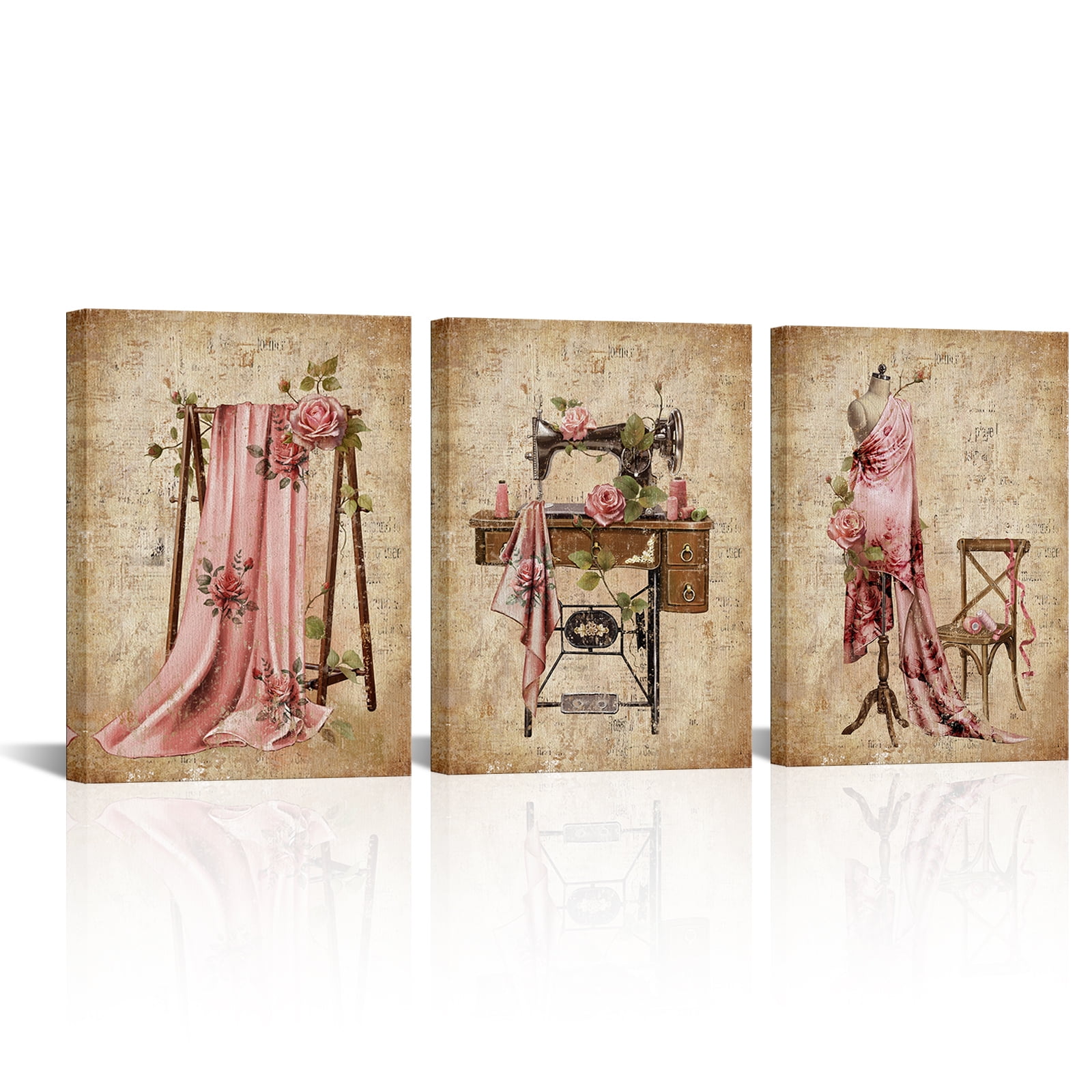 Furnster Wall Art Canvas Prints Sewing Machine Room Wall Decor Fashion ...