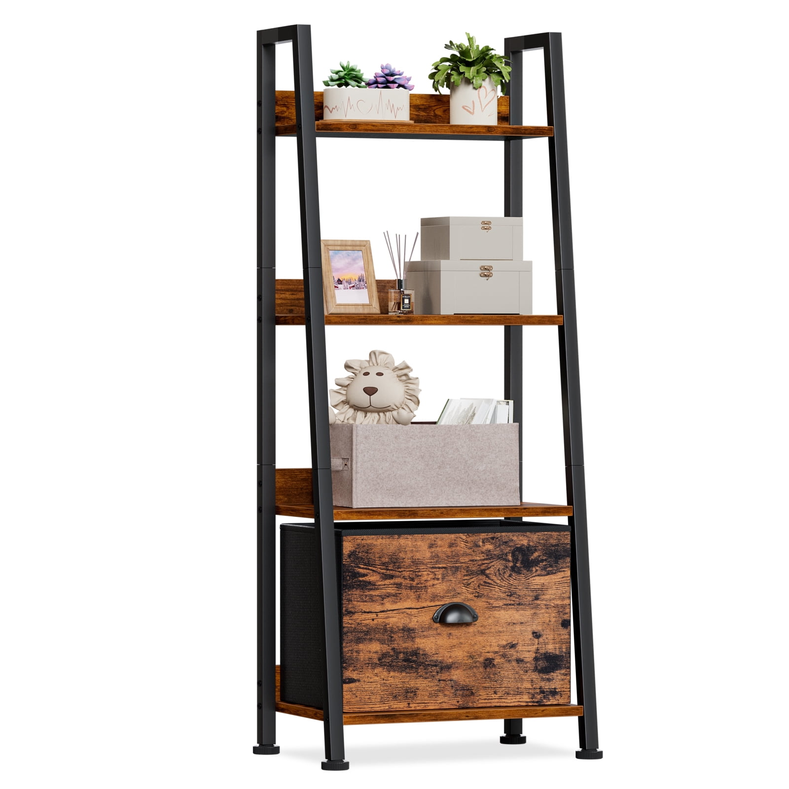 Free Shipping! Furologee 4-Tier Ladder Shelf, Ladder Bookshelf with ...