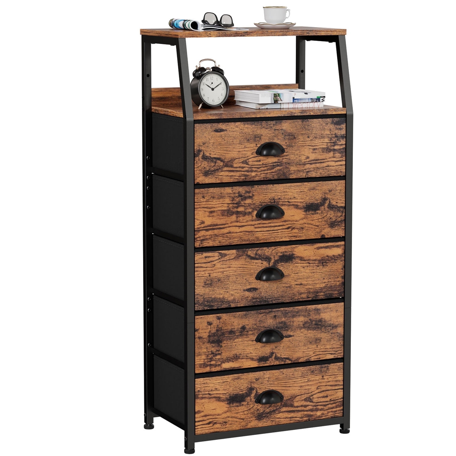 Furologee 5-Drawer Dresser Fabric Bin, Vertical Storage Organizer with ...