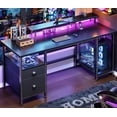 Furologee 51" Gaming Desk with Power Outlets & LED Lights, Reversible ...