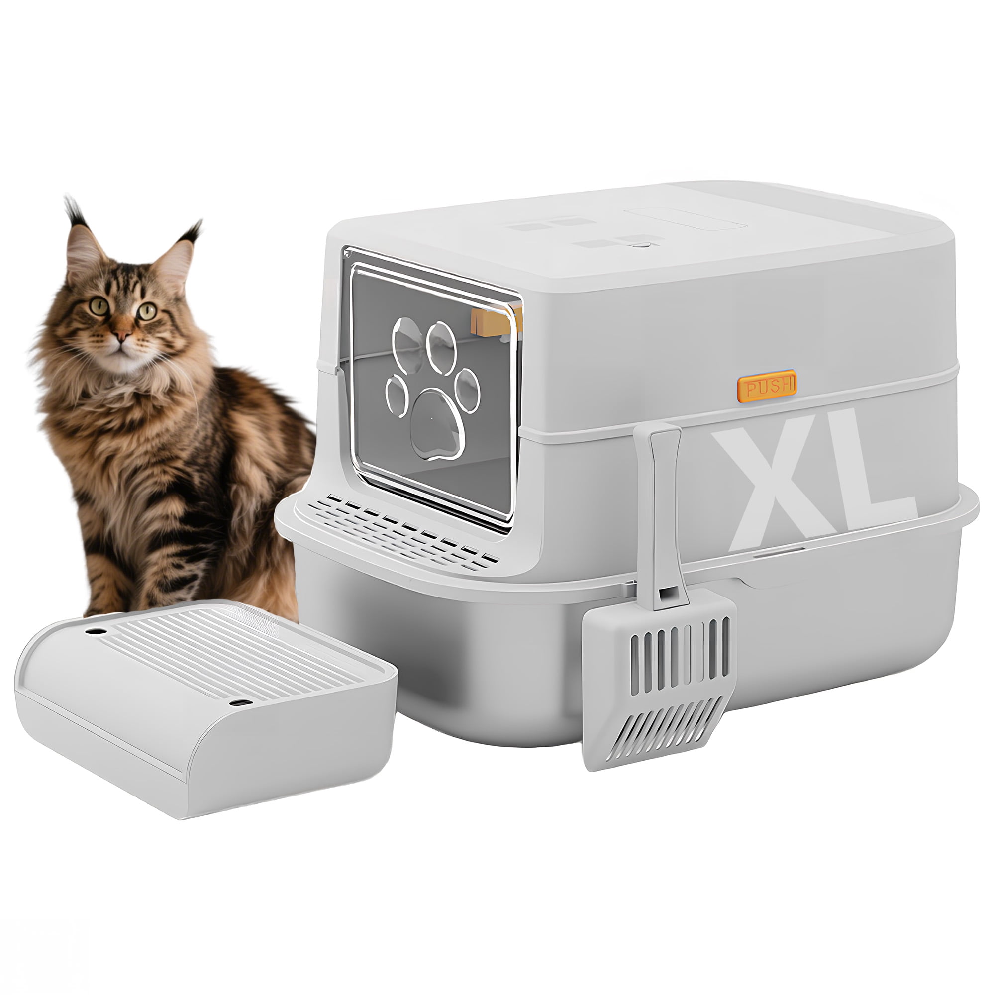 Furrbby Stainless Steel Litter Box Metal Large Litterbox for Large ...