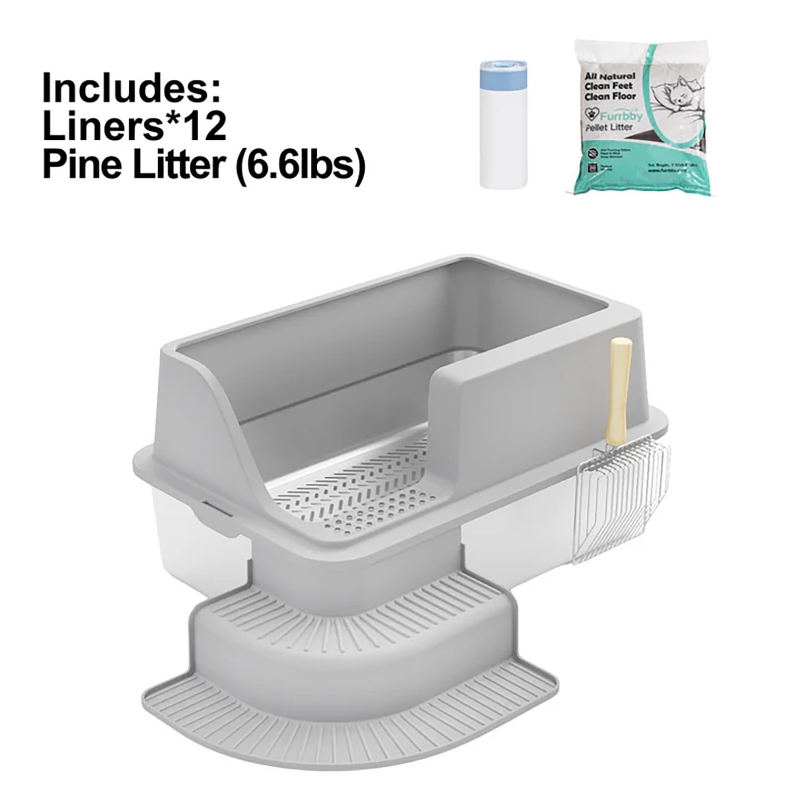 Furrbby XL Stainless Steel Sifting Litter Box, Metal Sifting Cat Litter ...