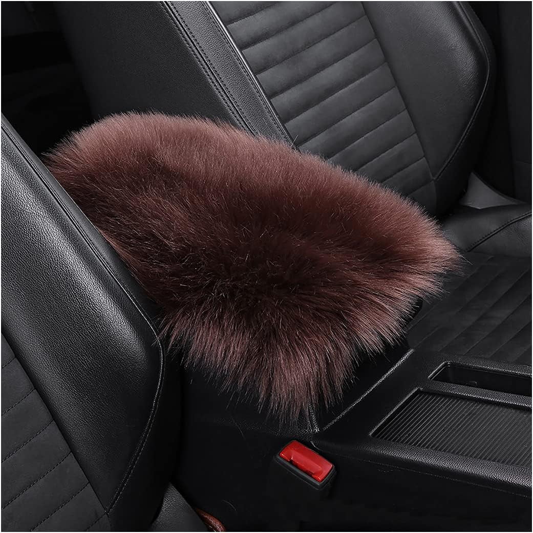 Furry Auto Center Console Cover Pad, 11.8"x7.8" Soft Sheepskin Wool ...