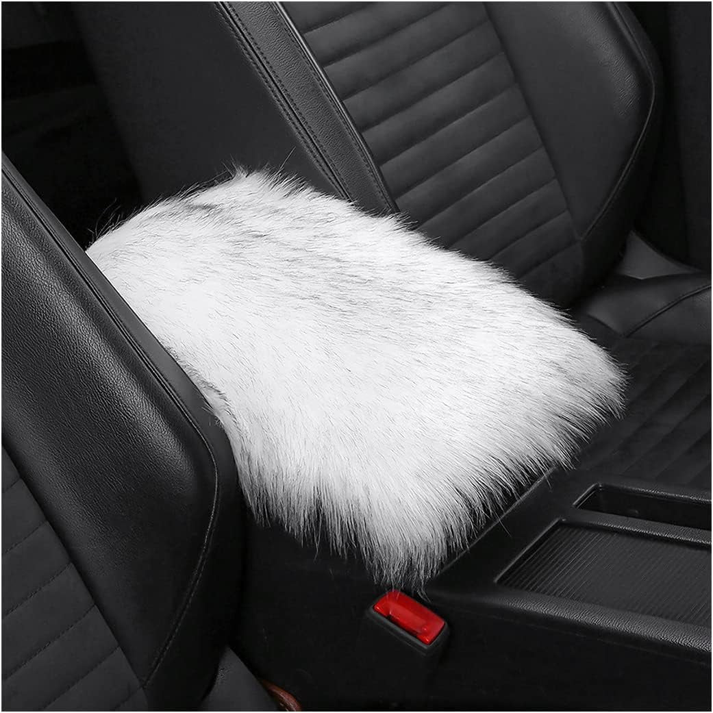 Furry Auto Center Console Cover Pad, 11.8"x7.8" Soft Sheepskin Wool ...