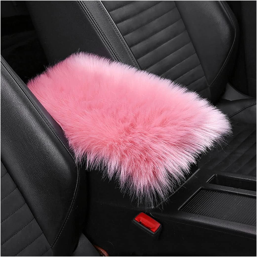 Furry Auto Center Console Cover Pad, 11.8"x7.8" Soft Sheepskin Wool ...