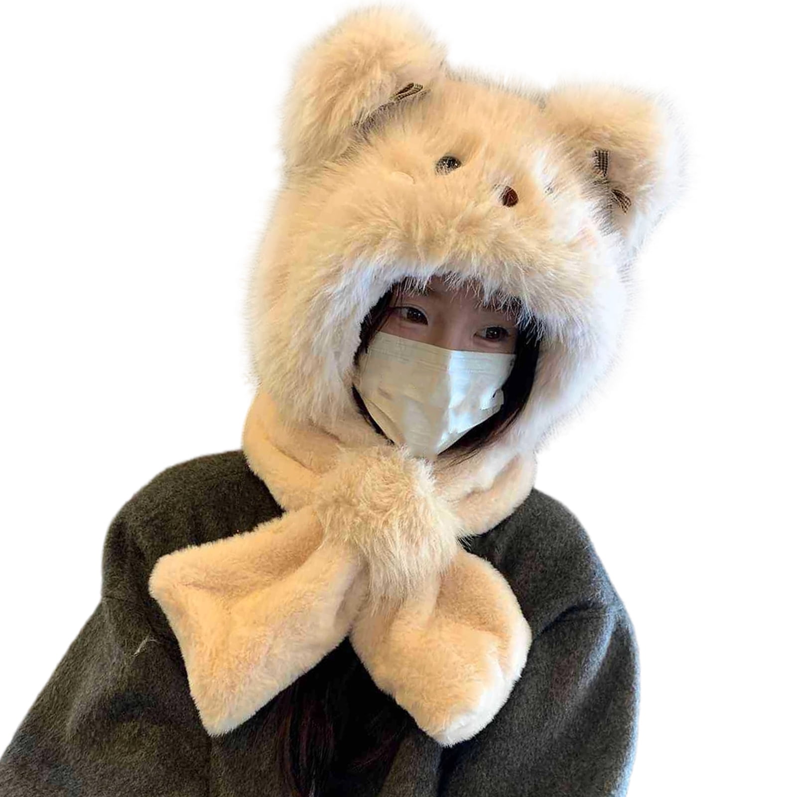 Furry Bear Warm Trapper Hat Stylish Cap Warm Ushanka Hat for Outdoor ...