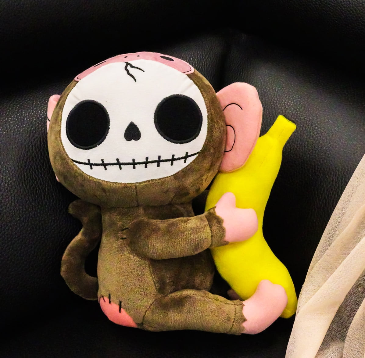 Furry Bones Skeleton Pink And Brown Baby Monkey Banana Plush Toy Doll ...