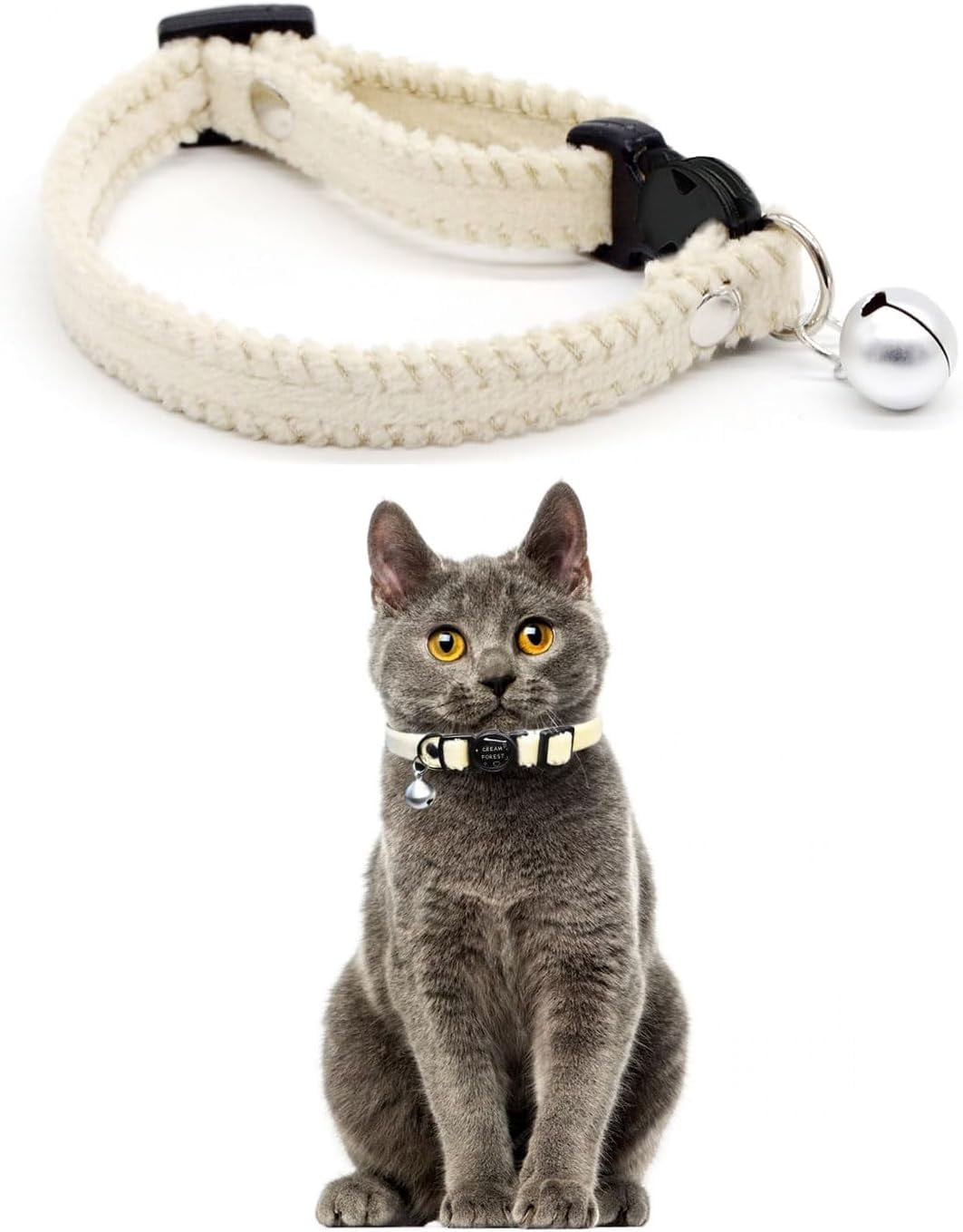 Furry Breakaway Cat Collar with Bell, Adjustable 7.87"-11.78" Kitten ...