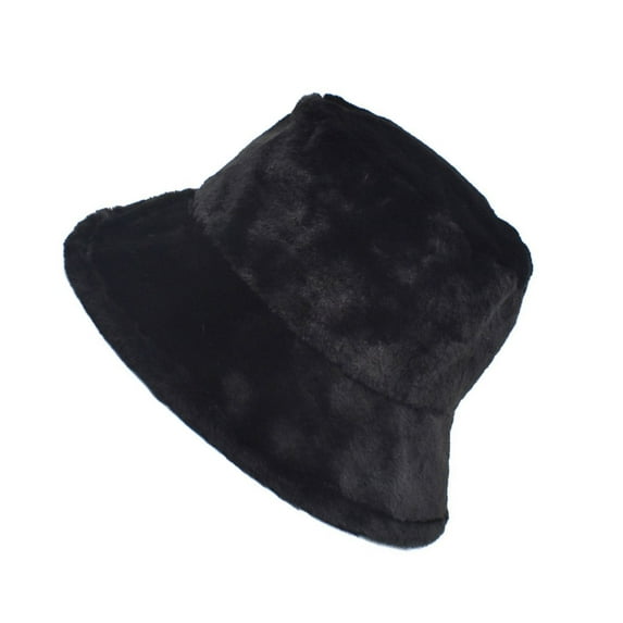 Furry Bucket Hat for Women, Winter Thermal Windproof Fleece Hat, Cozy ...