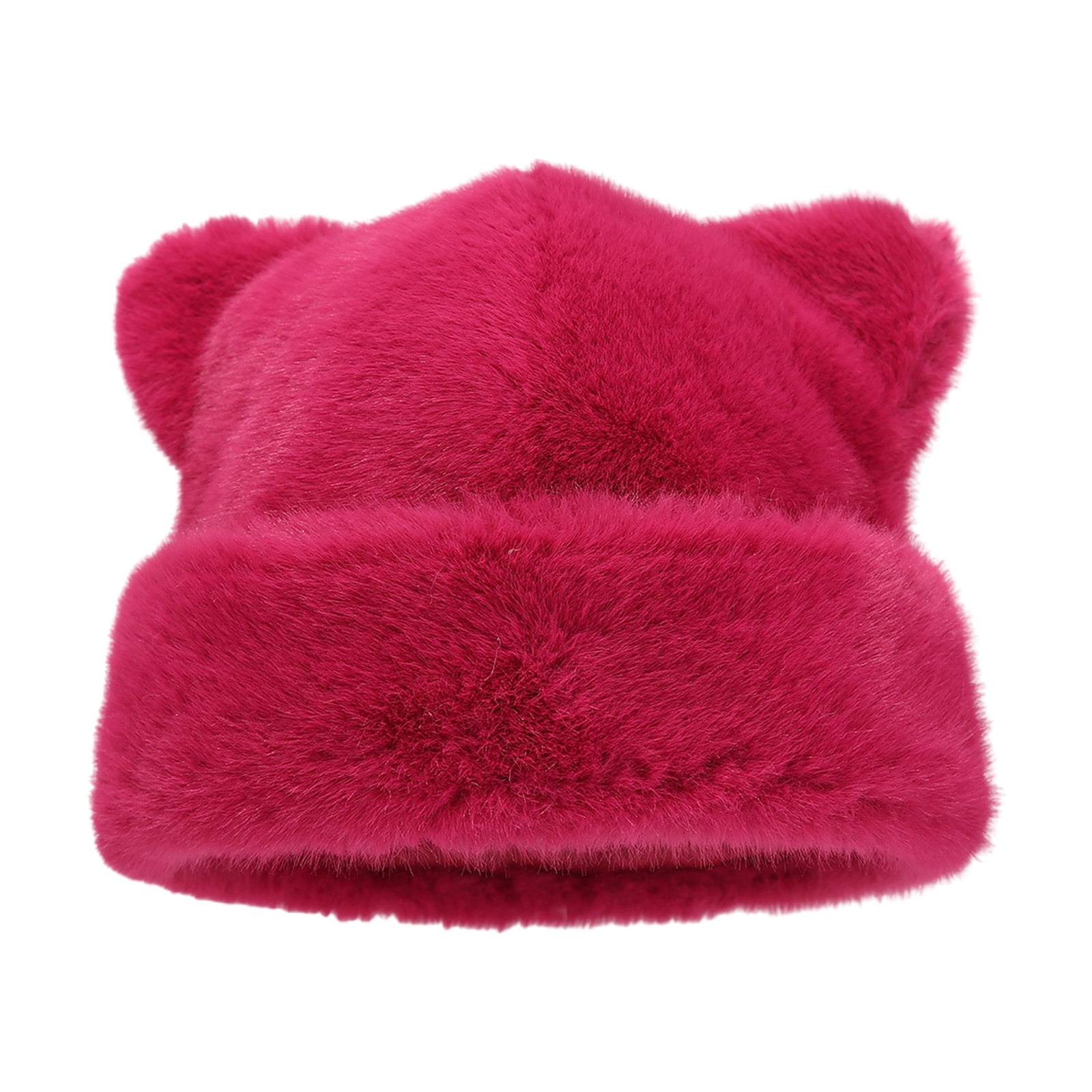 Furry Cartoon Ushanka with Ear for Outdoor Sports Furry Solid Color ...