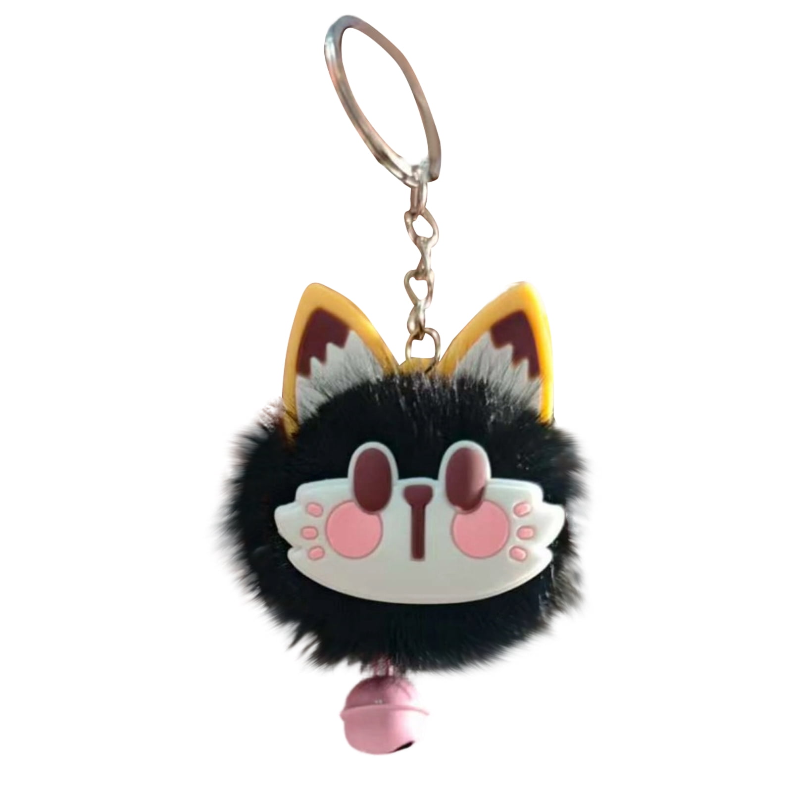 Furry Cat Plush Keychains with Bells Kawaii Backpack Pendants Birthday ...
