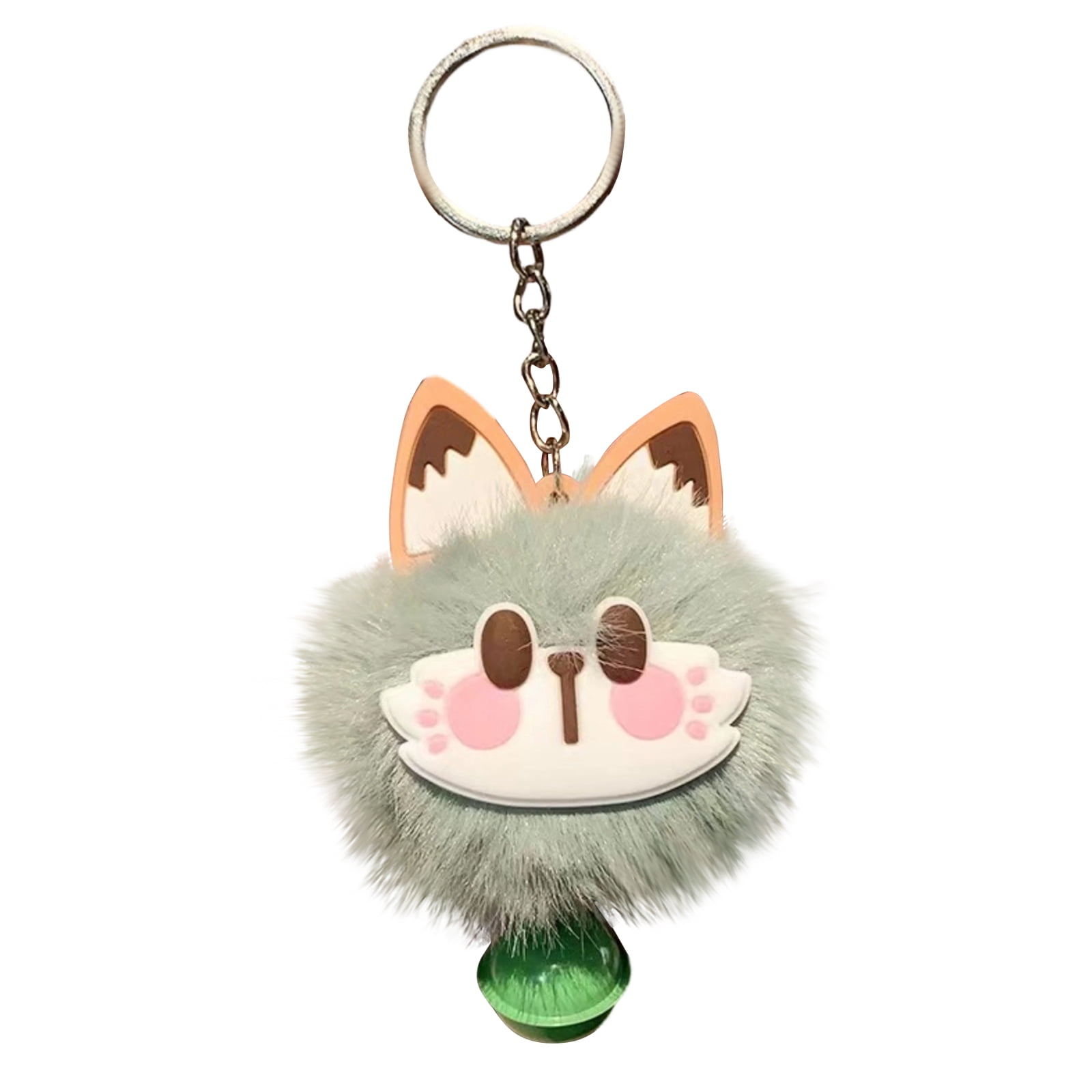 Furry Cat Plush Keychains with Bells Kawaii Backpack Pendants Birthday ...