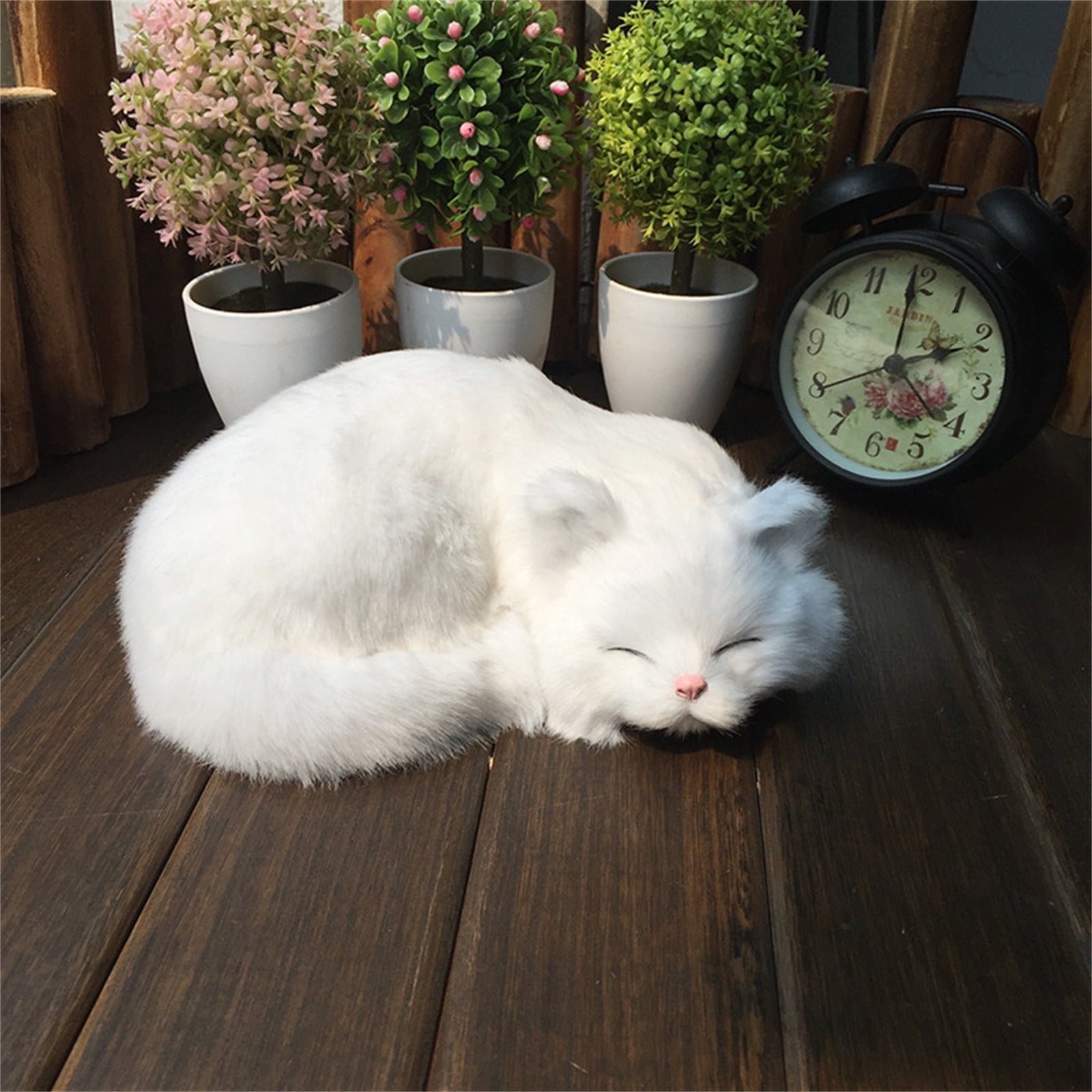 Furry Cat Toy - 8.3 Inch Stuffed Cat Plush, Realistic Sleeping Cute Cat ...