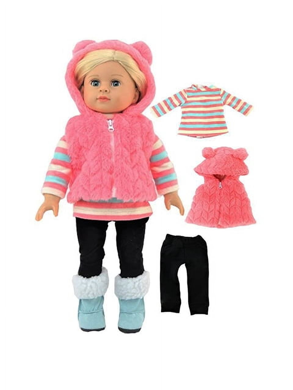 18" Doll Clothes - Furry Coral Chevron Bear Vest, Compatible with ...