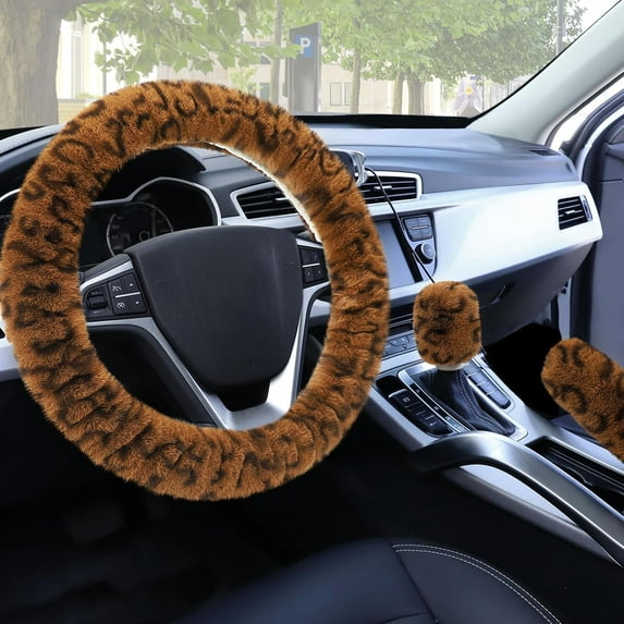 Furry Cover, Elastic Fuzzy Wheel Cover & Handbrake Cover & Gear Shift ...