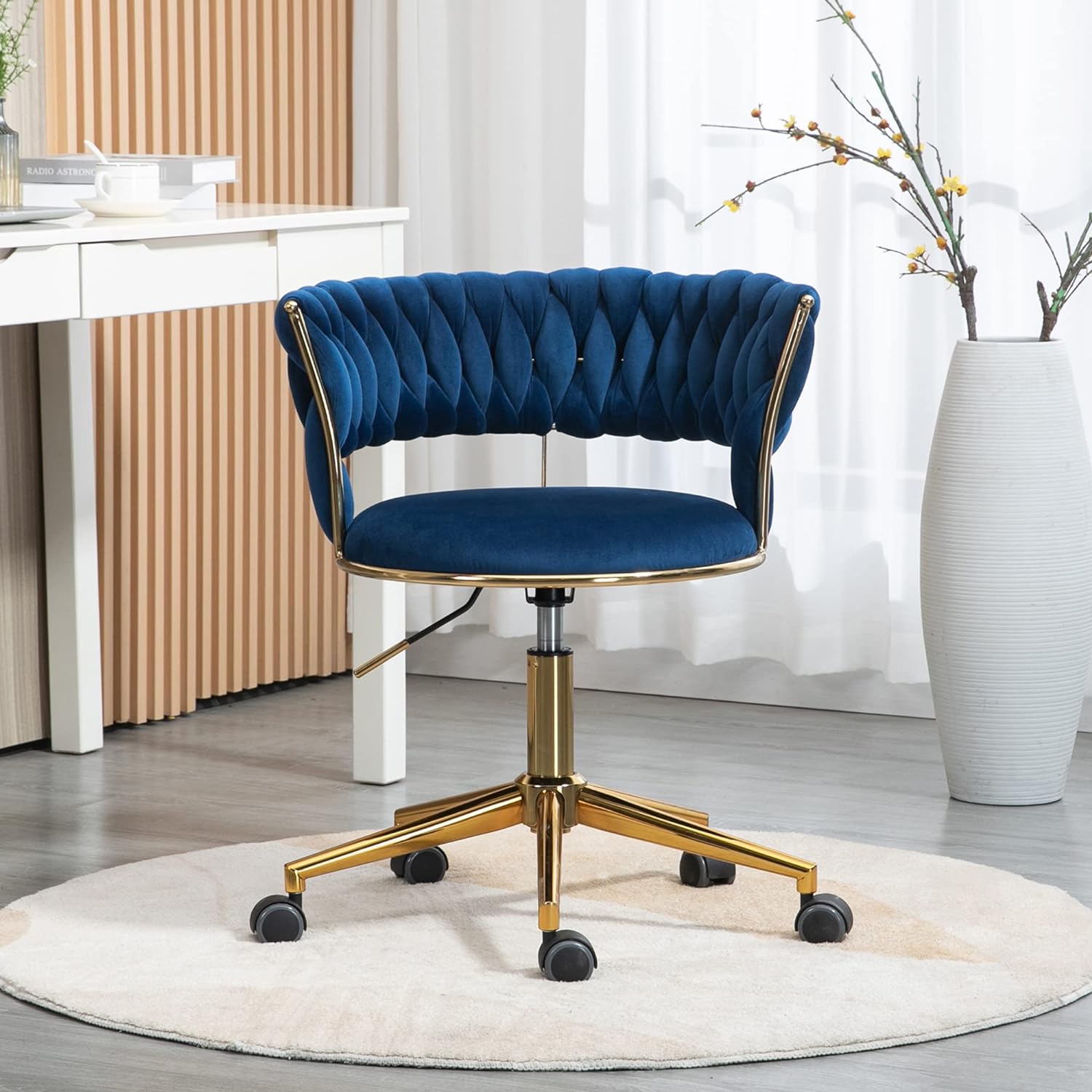 Furry Cute Office Desk Chair Modern Faux Fur Desk Chair Faux Fur Vanity ...