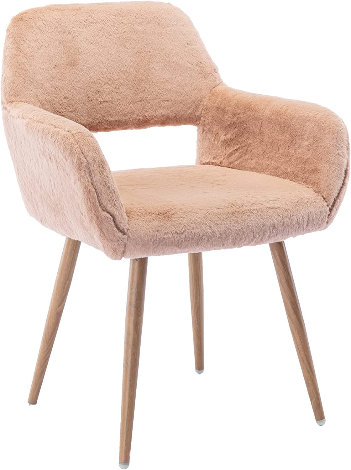 Furry Desk Chair, Mid-Century Modern Accent Faux Fur Chair for Teen ...