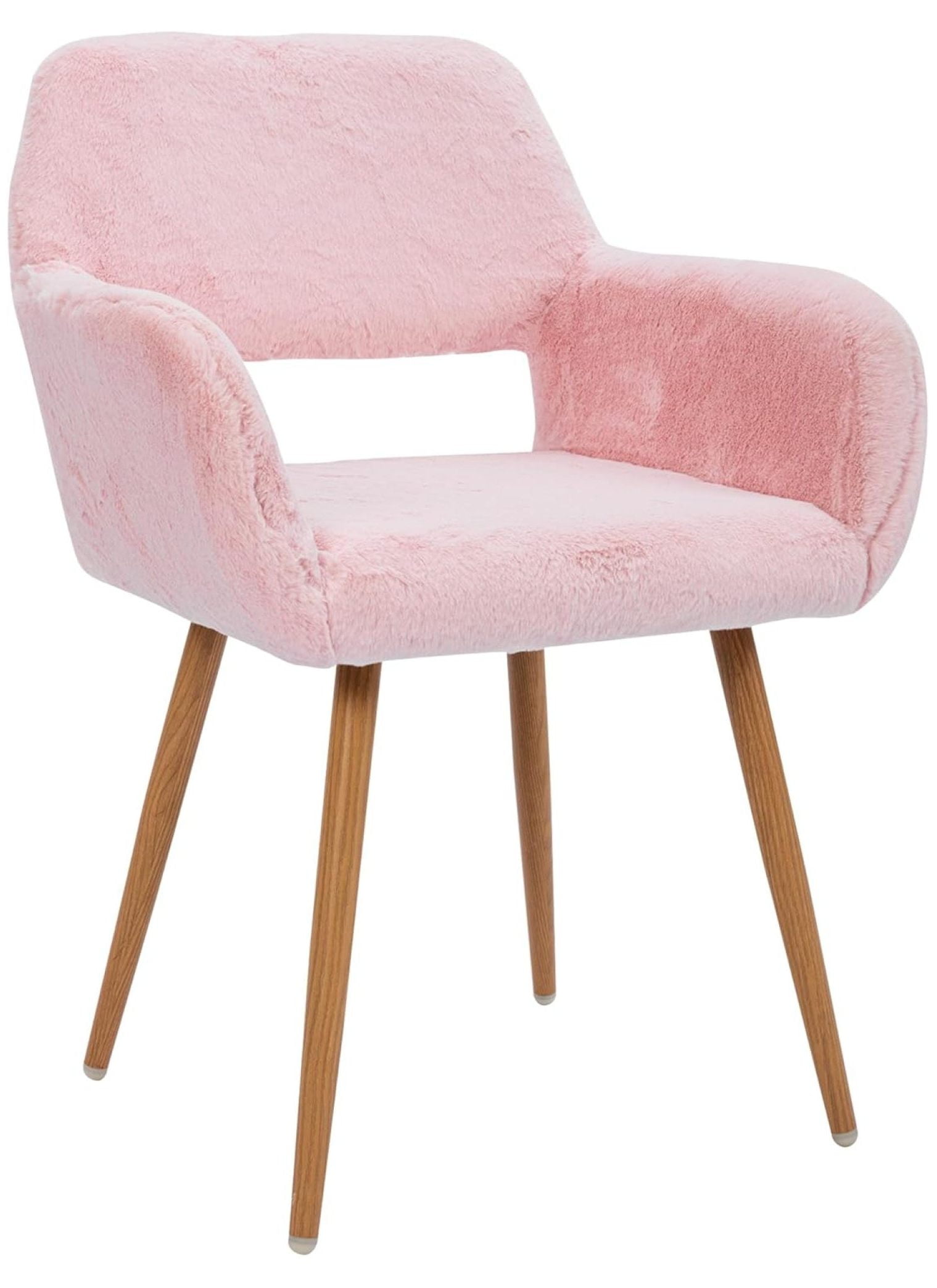 Furry Desk Chair, Modern Home Office Chair Without Wheels, Faux Fur ...