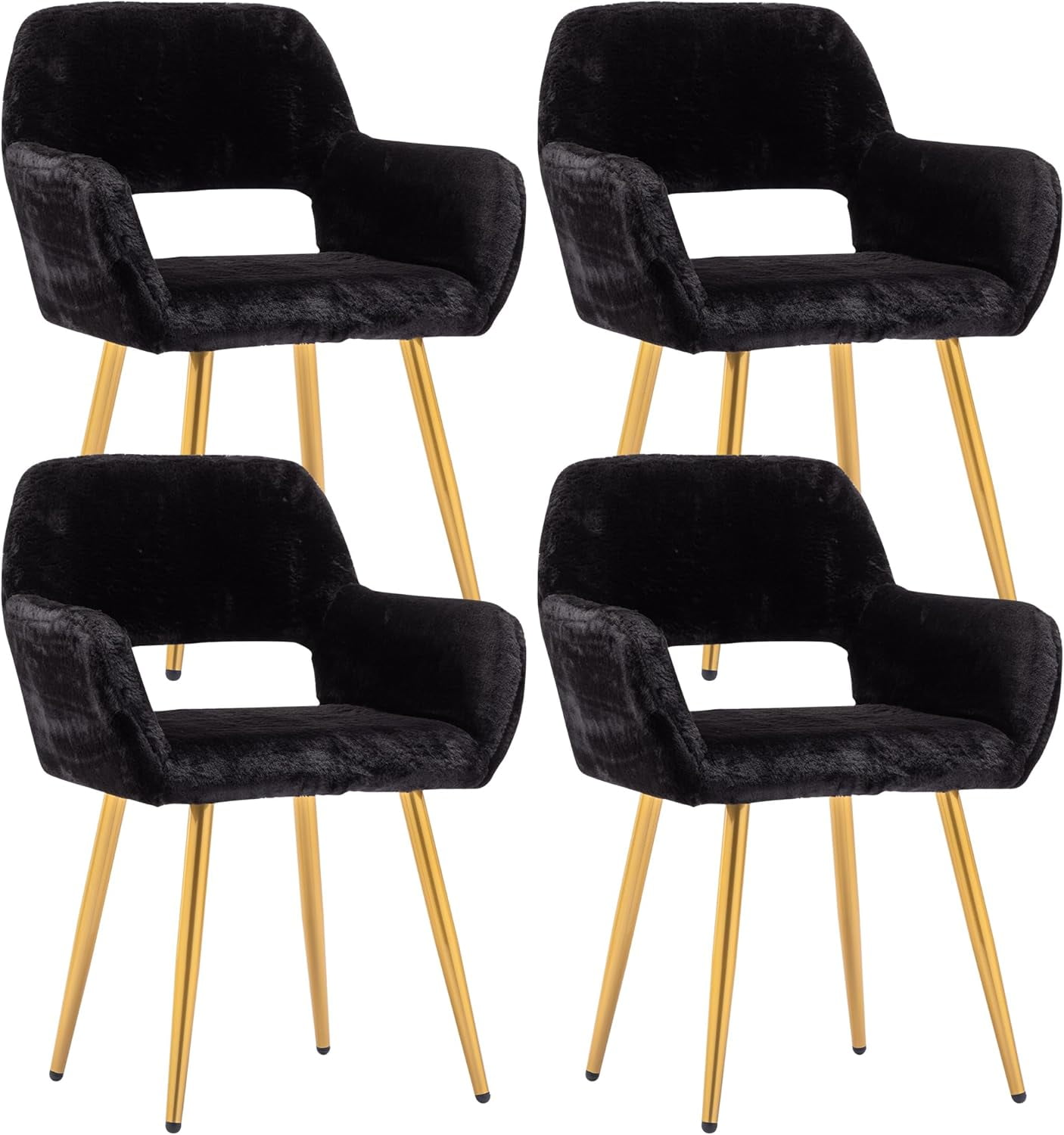 Furry Desk Chair Office Chair Without Wheels Faux Fur Vanity Chair with ...