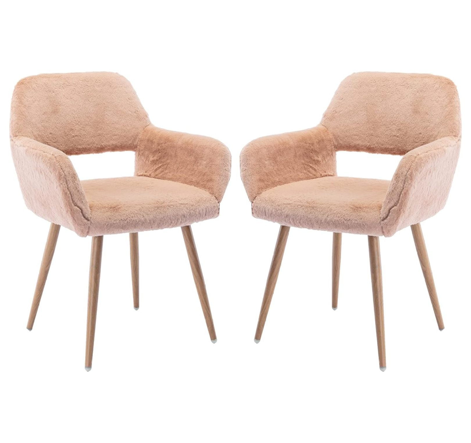Furry Desk Chair Set of 2, -Century Modern Accent Faux Fur Chair for ...