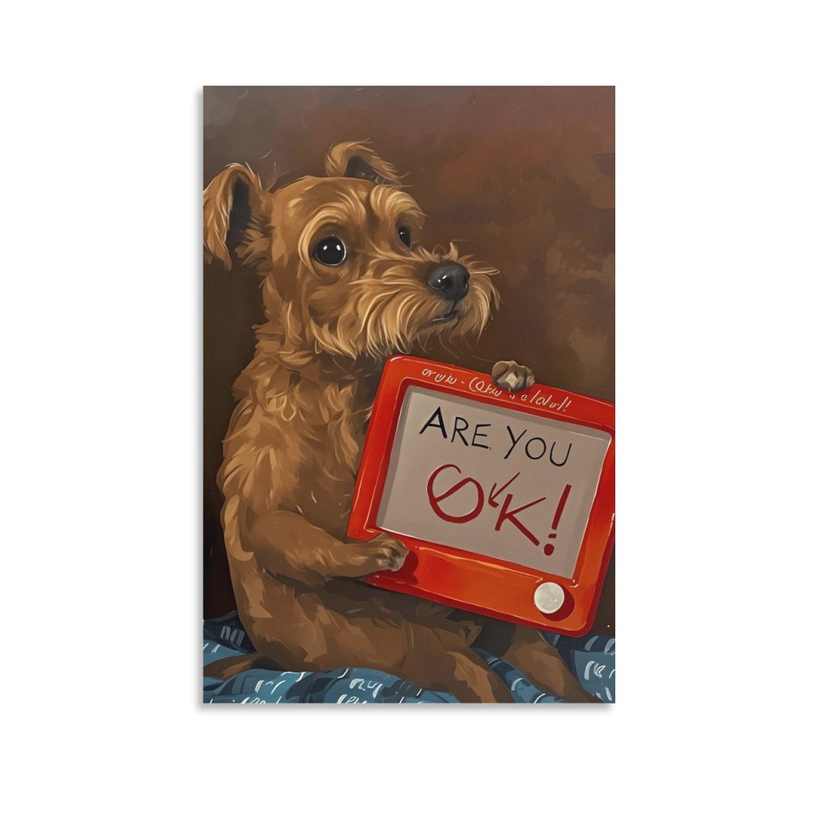 Furry Dog Cute Animals Wall Art Poster Decorative Painting Canvas Wall ...