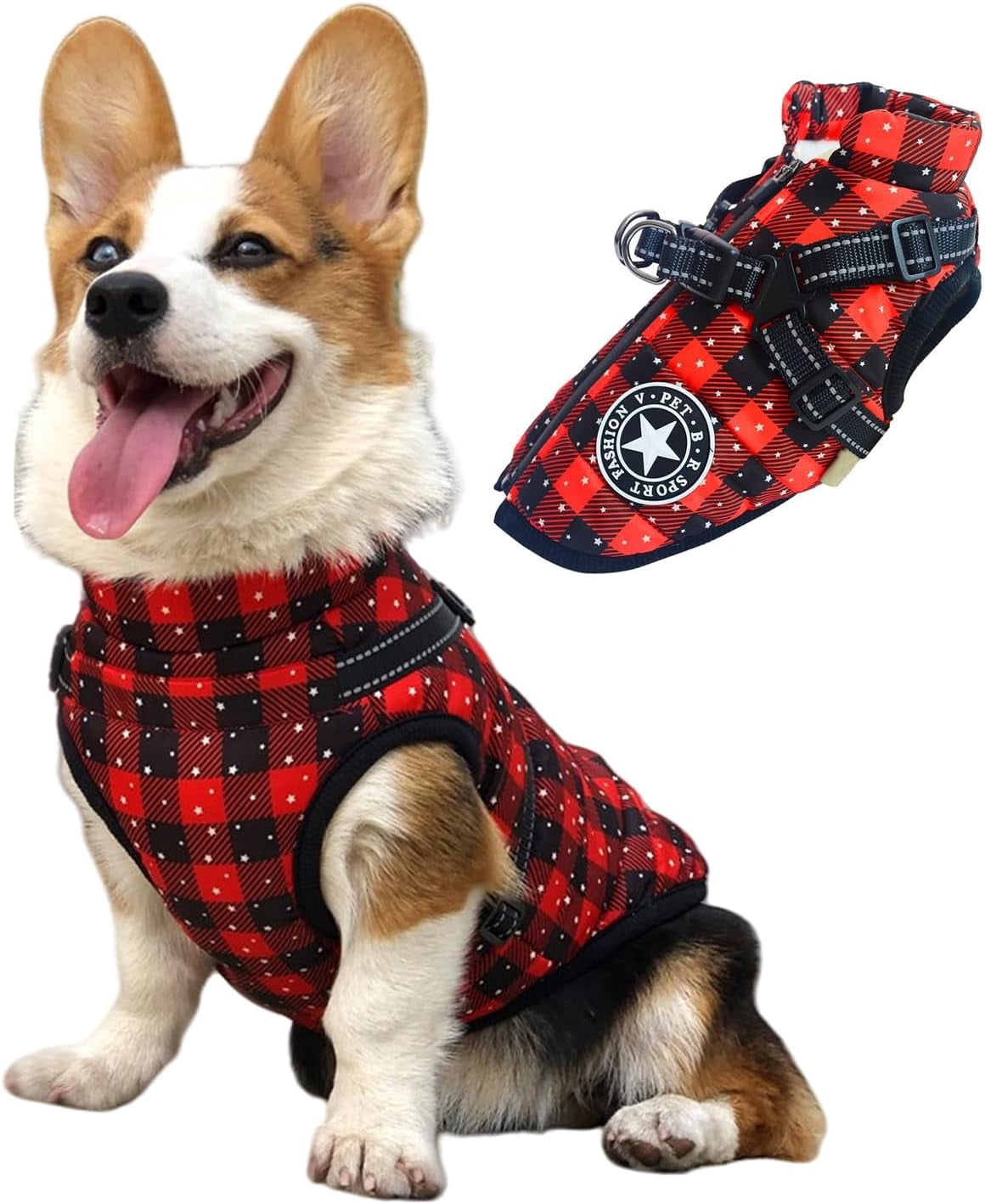 Furry Dog Winter Coat with Harness, Waterproof, Warm, 3 in 1 Winter ...