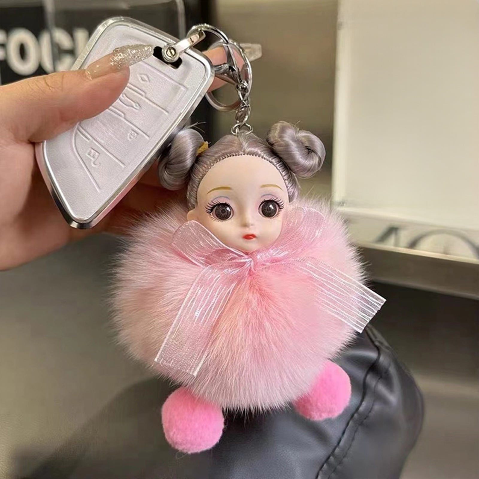 Furry Doll Keychain Pendant | Soft Plush Bag Charm Accessory | Multi ...