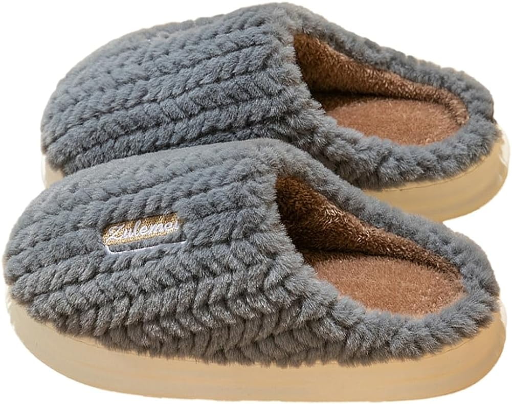 Furry Faux Fur Slippers for Men Women Cozy Fluffy House Slippers Slip ...